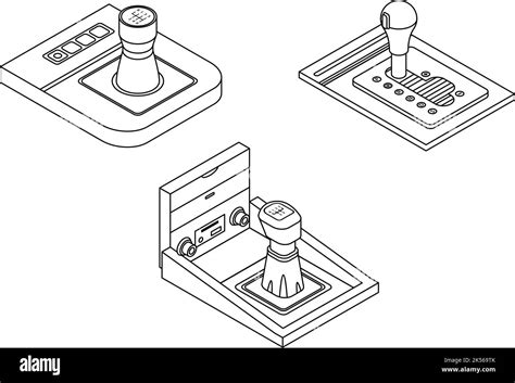 Gearbox Icons Set Isometric Set Of Gearbox Vector Icons Outline Isolated On White Background