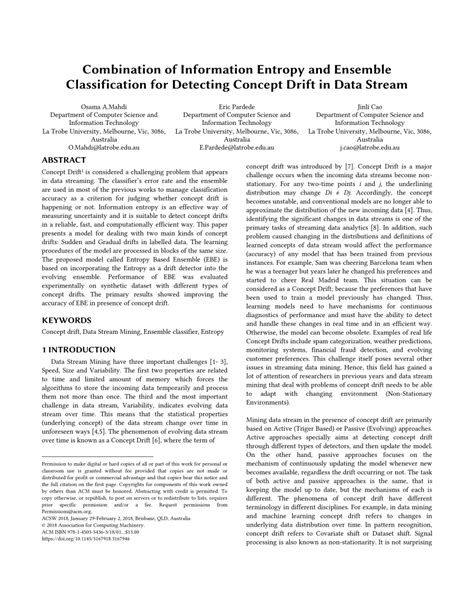 Pdf Combination Of Information Entropy And Ensemble Classification For Detecting Concept Drift