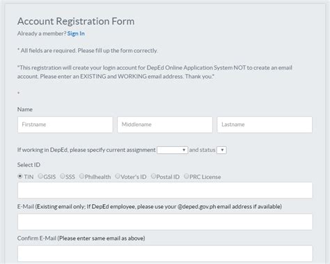 how to register for deped application system to get unique application