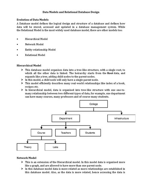 Dbms Data Models And Relational Database Design Notes Pdf Relational Database Relational