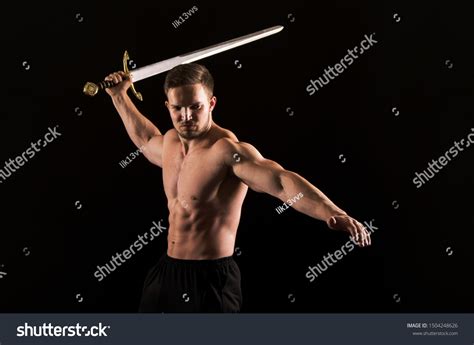 Strong Athletic Man Showes Naked Muscular Stock Photo Shutterstock