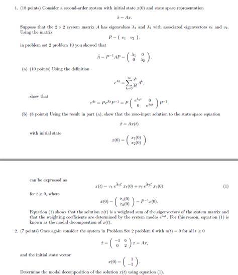 Solved 1 18 Points Consider A Second Order System With