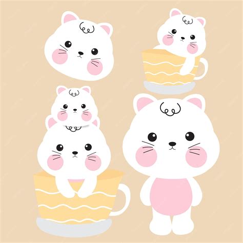 귀여운 고양이 만화 프리미엄 벡터