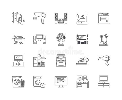 Appliances Line Icons Signs Vector Set Outline Illustration Concept