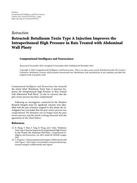 Pdf Retracted Botulinum Toxin Type A Injection Improves The