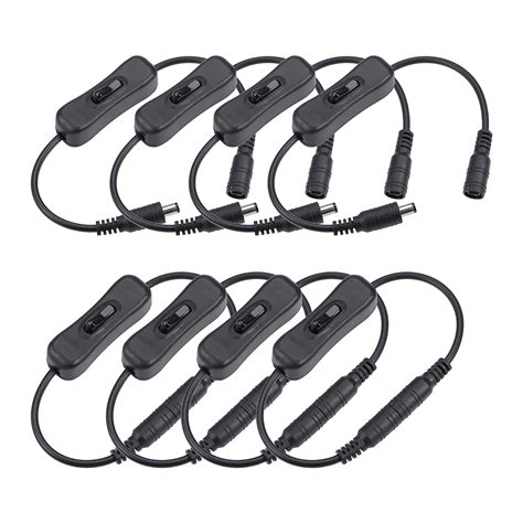 DC 12V Inline Rocker Switch W 5 5x2 1mm DC Jack Male To Female Power Cable For LED Strip Light