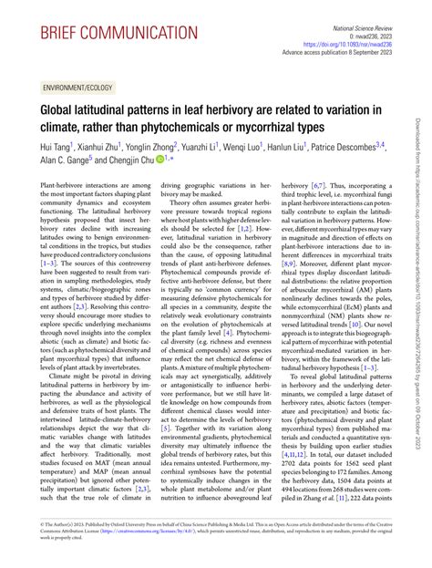 Pdf Global Latitudinal Patterns In Leaf Herbivory Are Related To