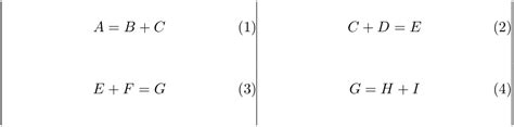 Align Equations In Two Columns With Their Own Equation Number Tex