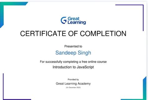 Sandeep Singh On Linkedin Hi All I Have Successfully Completed The Introduction To Javascript