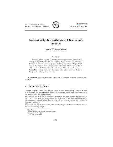 Pdf Nearest Neighbor Estimates Of Kaniadakis Entropy