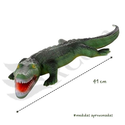 Boneco Articulado Crocodilo Jacaré Pantanal 41cm Em Vinil Atóxico Bee