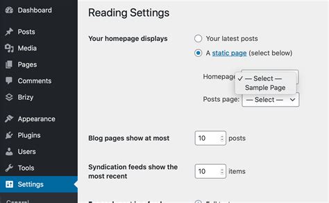I Cannot Set Brizy As My Homepage In Wordpress Brizy Help Center