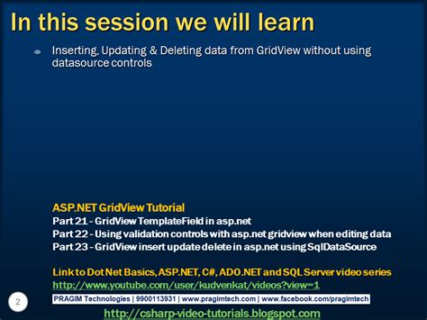 Sql Server Net And C Video Tutorial Part 25 Gridview Insert