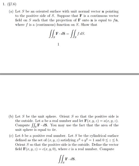 Solved A Let S Be An Oriented Surface With Unit Chegg