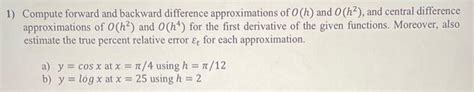 Solved 1 Compute Forward And Backward Difference