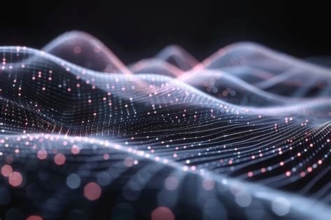 Premium Photo Abstract Digital Wave Connecting Network Dots On Dark Background