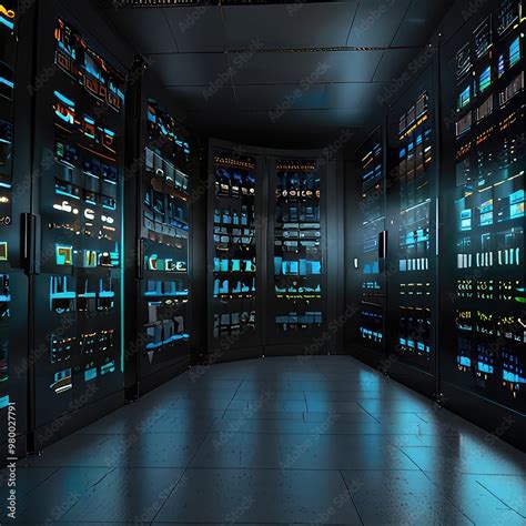 Server Rooms Room With Servers Data Center Server Rack With Servers Server Rack With Cables