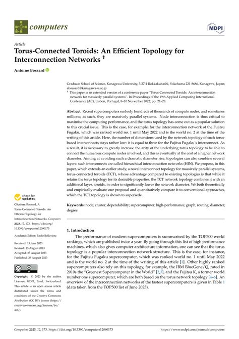 Pdf Torus Connected Toroids An Efficient Topology For