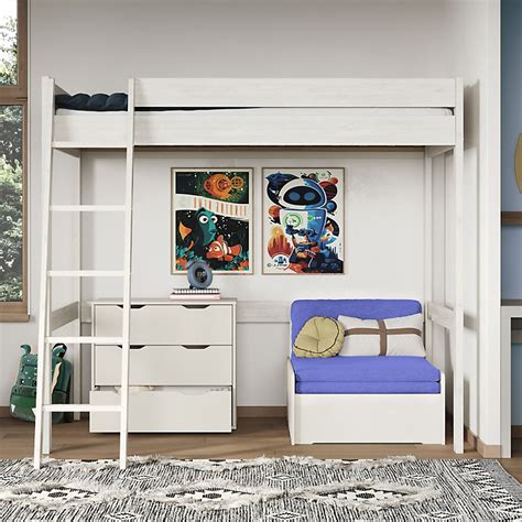 Noomi Small Double Tera High Sleeper With Blue Futon White Diy At Bandq