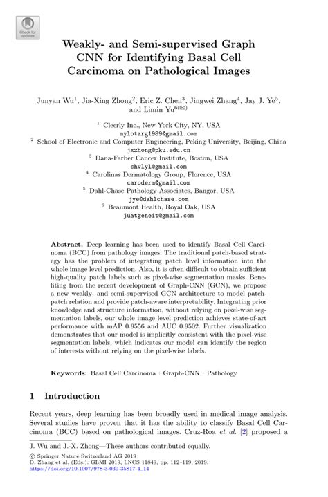 Pdf Weakly And Semi Supervised Graph Cnn For Identifying Basal Cell