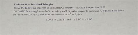 solved problem 4 inscribed triangles prove the following