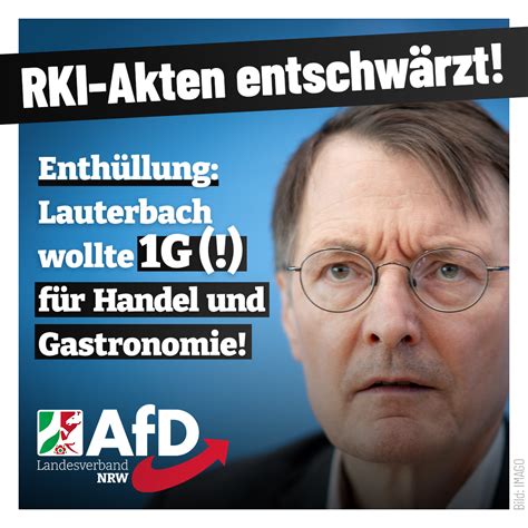 Rki Enthüllungen Lauterbach Wollte 1g Für Gastronomie Und Handel Afd Nrw