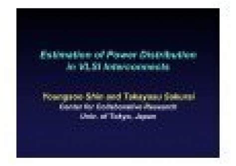 Estimation Of Power Distribution In Vlsi Interconnects Estimation Of