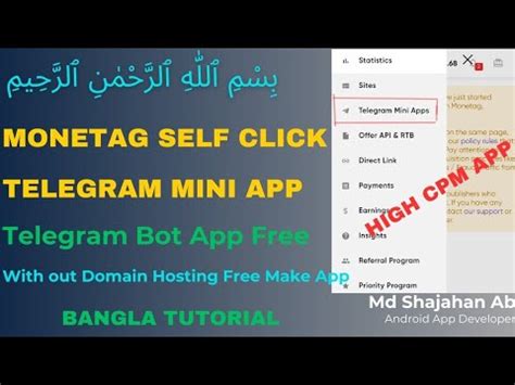 How To Make Free Monetag Self Click Telegram mini High Cpm Bot app ...