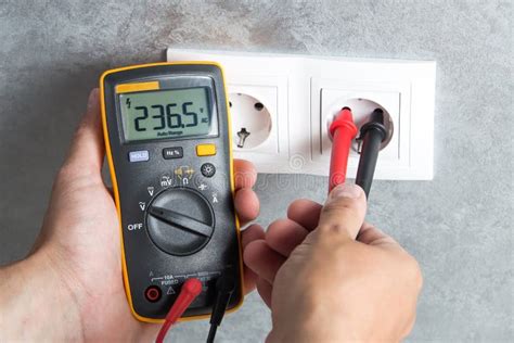 Electrician Checking Voltage In Socket Stock Image Image Of Backgrounds Work