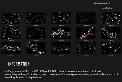 30 High Res Bokeh And Particle Overlays For Photoshop  Downloadable