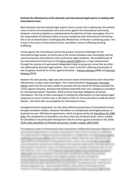 International Crime Essay Legal Studies Year 12 Hsc Thinkswap