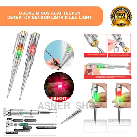 Jual Obeng Tespen Listrik Test Minus Sensor Detektor Lampu Led Hijau Merah Tes Pen Tester Viral