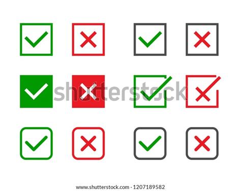 표시 설정녹색 진드기와 빨간색 십자가가 서로 스톡 벡터 로열티 프리 Shutterstock