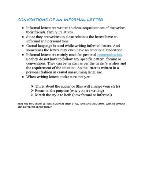 Conventions Of An Informal Letter Pdf