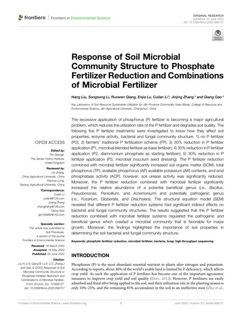 (PDF) Response of Soil Microbial Community Structure to Phosphate Fertilizer Reduction and ...