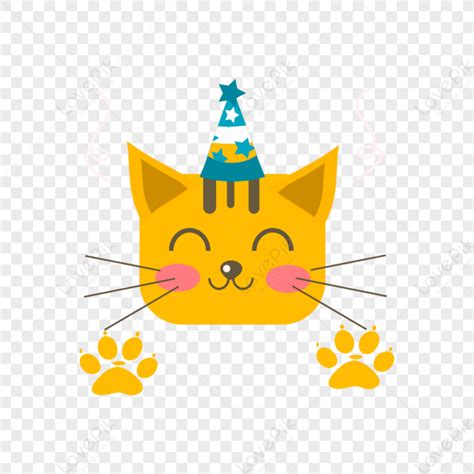 고양이 일러스트 노란색 귀여운 만화심장장식화려한 Png 일러스트 무료 다운로드 Lovepik