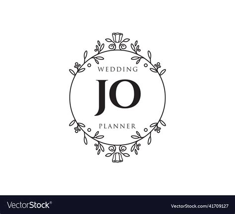 Jo Initials Letter Wedding Monogram Logos Vector Image