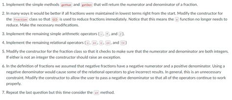 Solved 1 Implement The Simple Methods Getnum And Getden