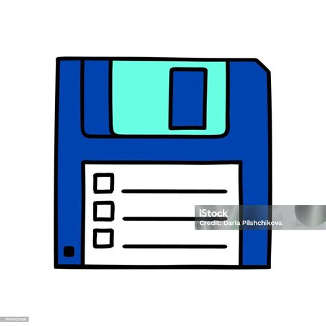 Floppy Disk Retro Doodle Element Nostalgic 1990s Disquette Illustration