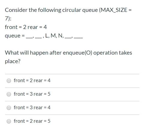 Solved Consider The Following Circular Queue Maxsize 7