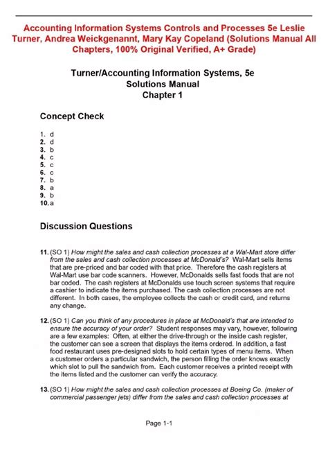 Accounting Information Systems Controls And Processes 5e Leslie Turner