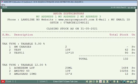 How To View Tax Wise Stock Statement In Marg Software