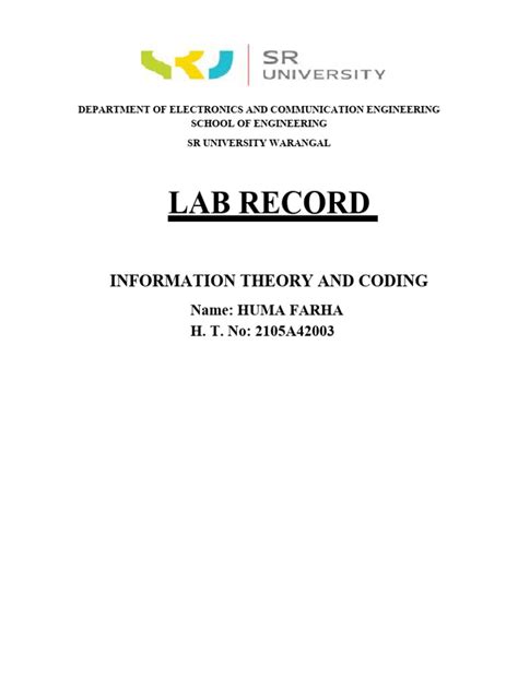 Itc Lab Manual Pdf Signal To Noise Ratio Error Detection And