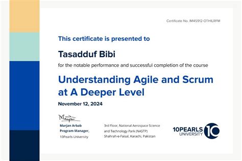 Tasadduf B On Linkedin 10pearls University Certificate