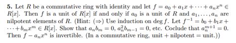 solved 5 let r be a commutative ring with identity and let