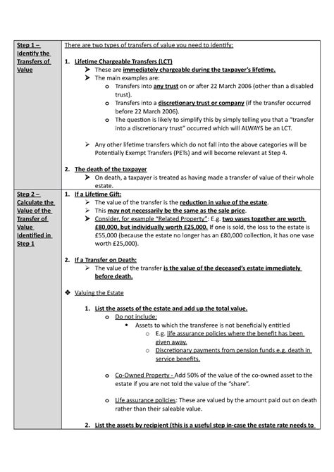 12 calculating inheritance tax step 1 identify the transfers of