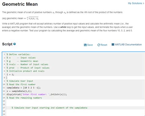 Solved Geometric Mean My Solutions The Geometric Mean Of A Chegg