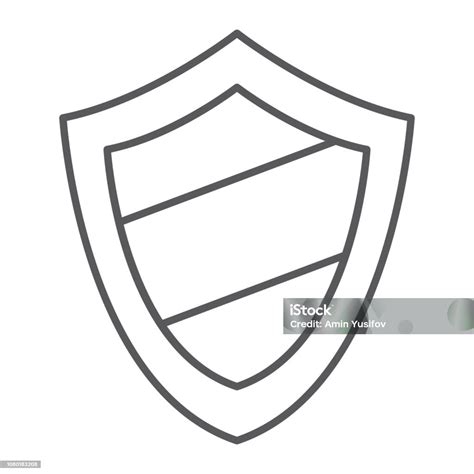 Ilustración De Icono De La Delgada Línea De Protección Guardia Y Seguridad Muestra Del Escudo