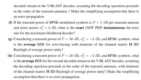 solved 8 mimo system consider the instantaneous mimo