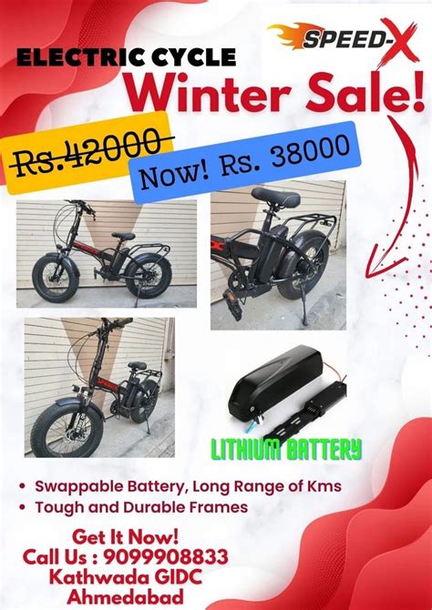 Black High Alloy Steel Frame Speedx 20 Fat Tyre Folding Electric Cycle